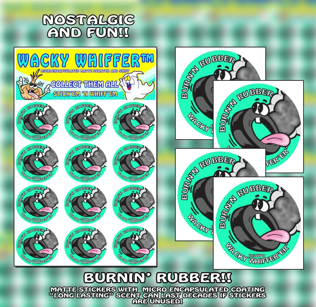 Burnt Rubber Scented Stickers: Wacky Whiffer ER, Matte Finish - Etsy