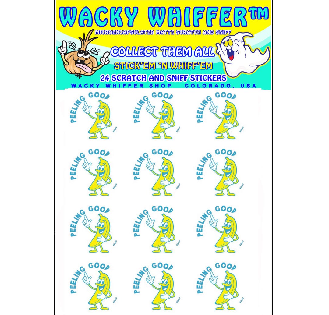 RIPE BANANA Scratch and Sniff Stickers. Wacky Whiffer ER Long Lasting ...