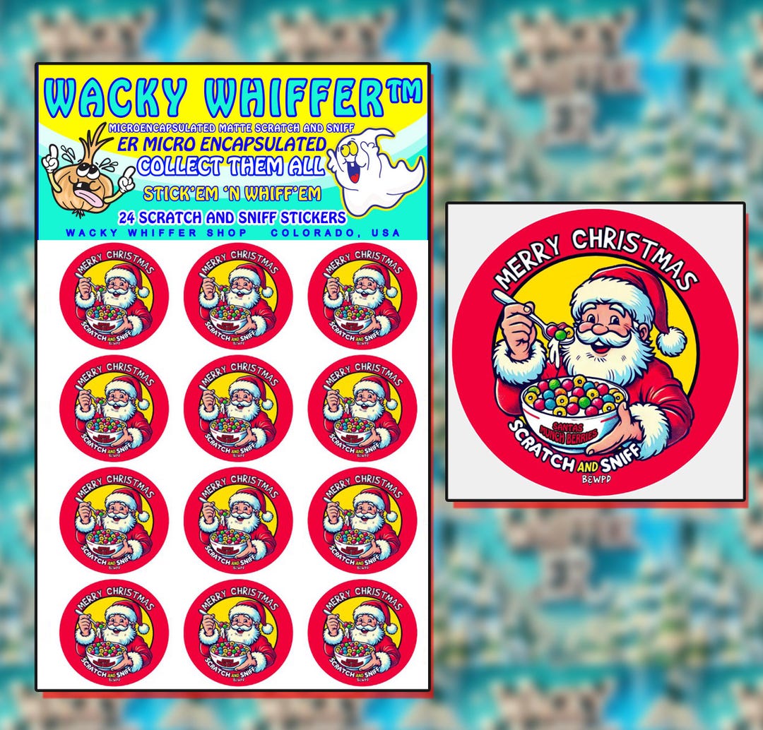 Festive Scented Christmas Santa's Munch Berry Stickers. Scratch and ...