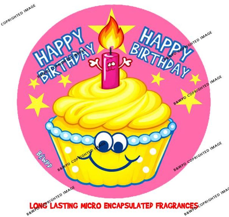 LEMON DREAM CUPCAKE Scratch and Sniff Stickers. Birthday Cupcake ...