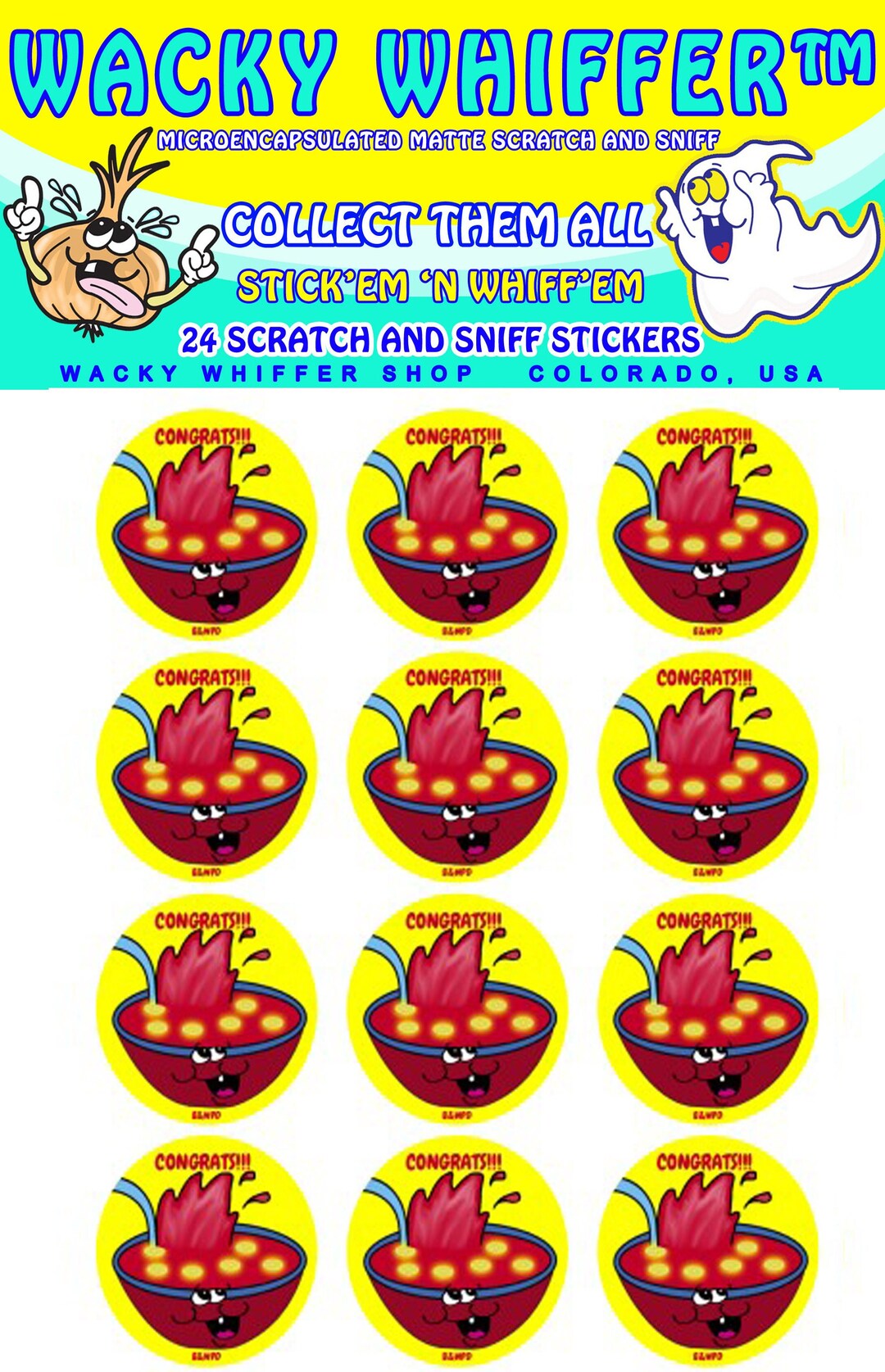 24 Pack Wacky Whiffer "er" MATTE MICROENCAPSULATED Scratch and Sniff ...