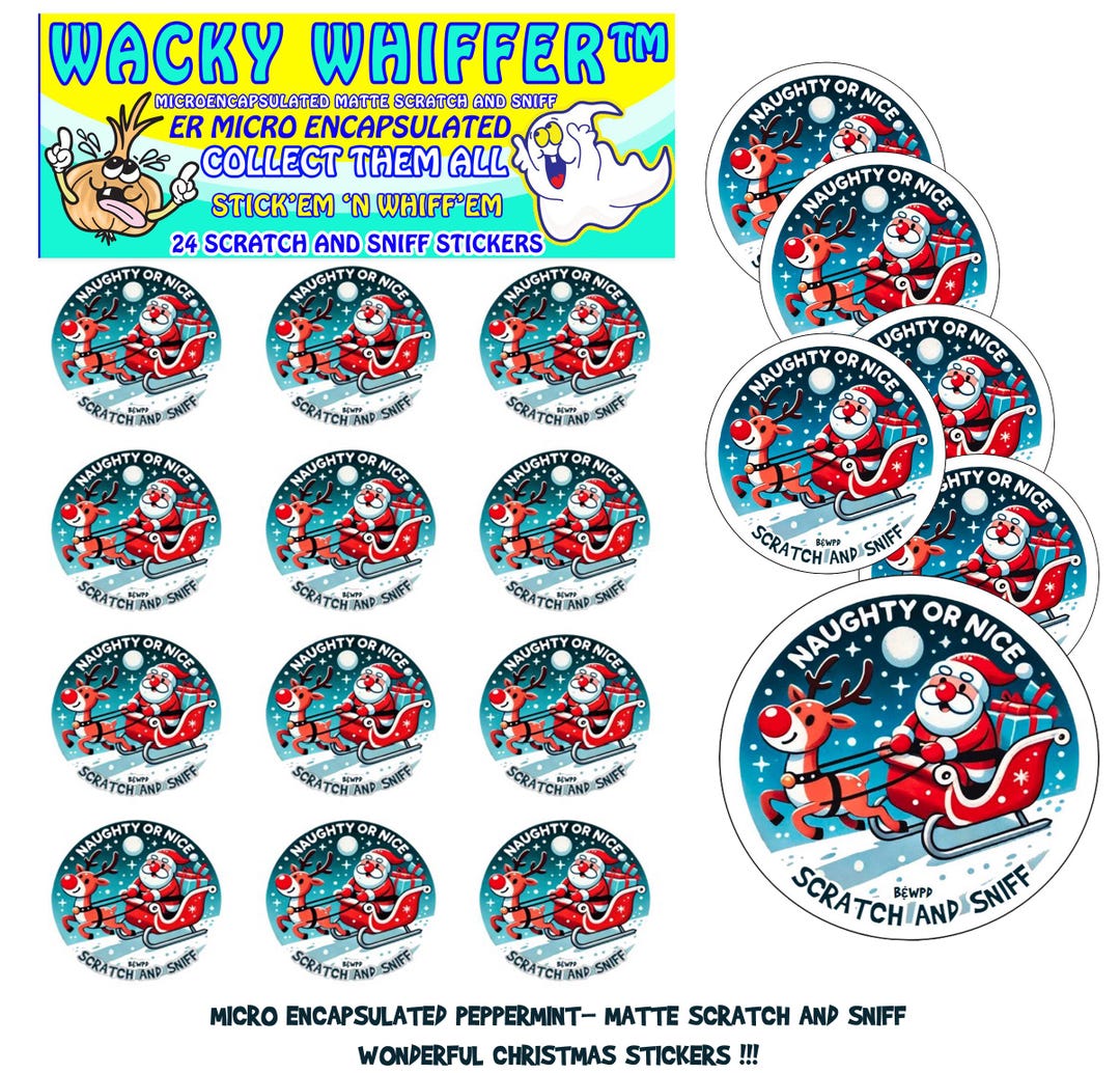 Santa Peppermint Scented Scratch and Sniff Stickers. Santa Matte ...