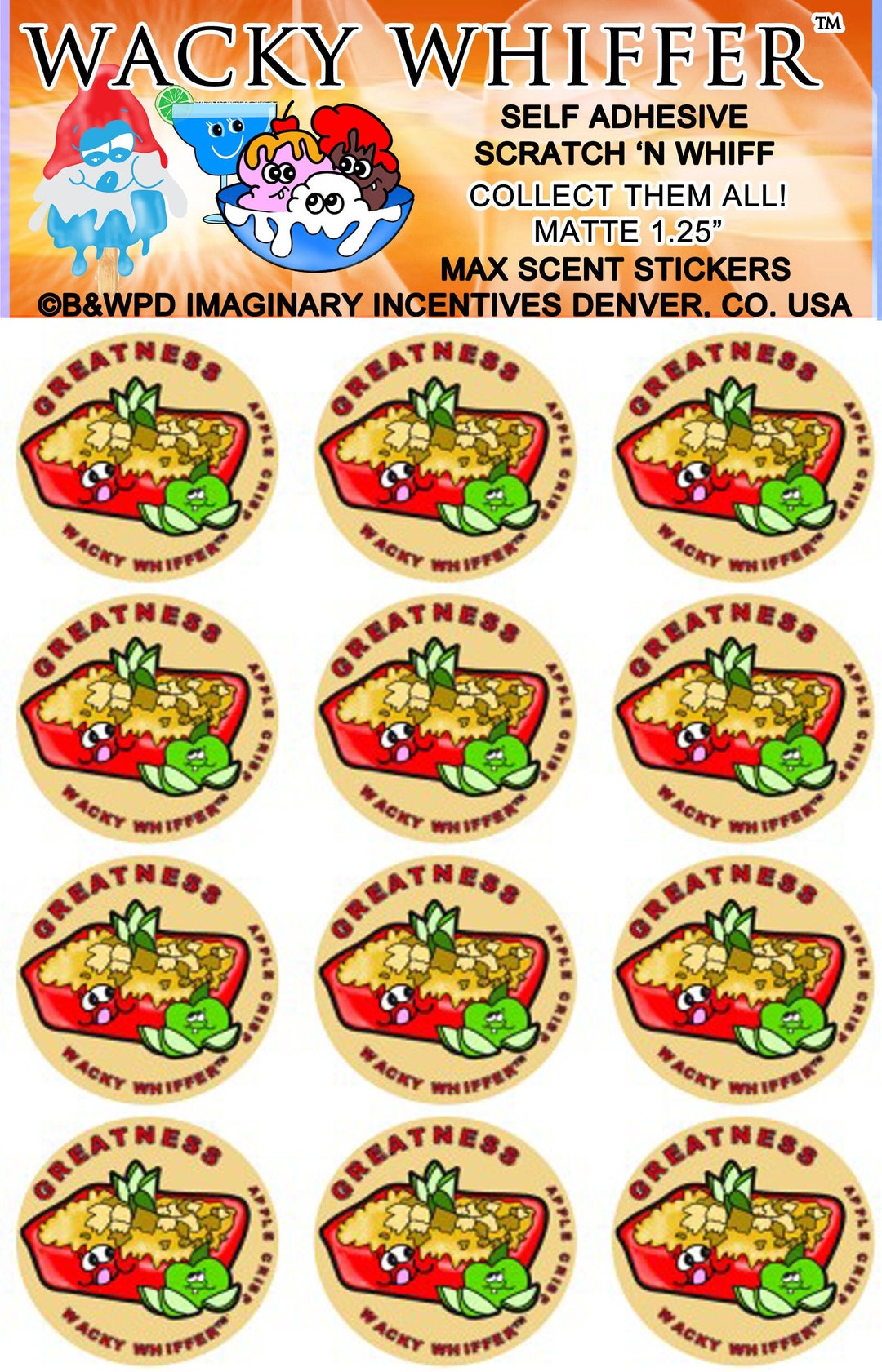 Baked Apple Crisp Scratch and Sniff Stickers - Wacky Whiffer Matte MAX ...