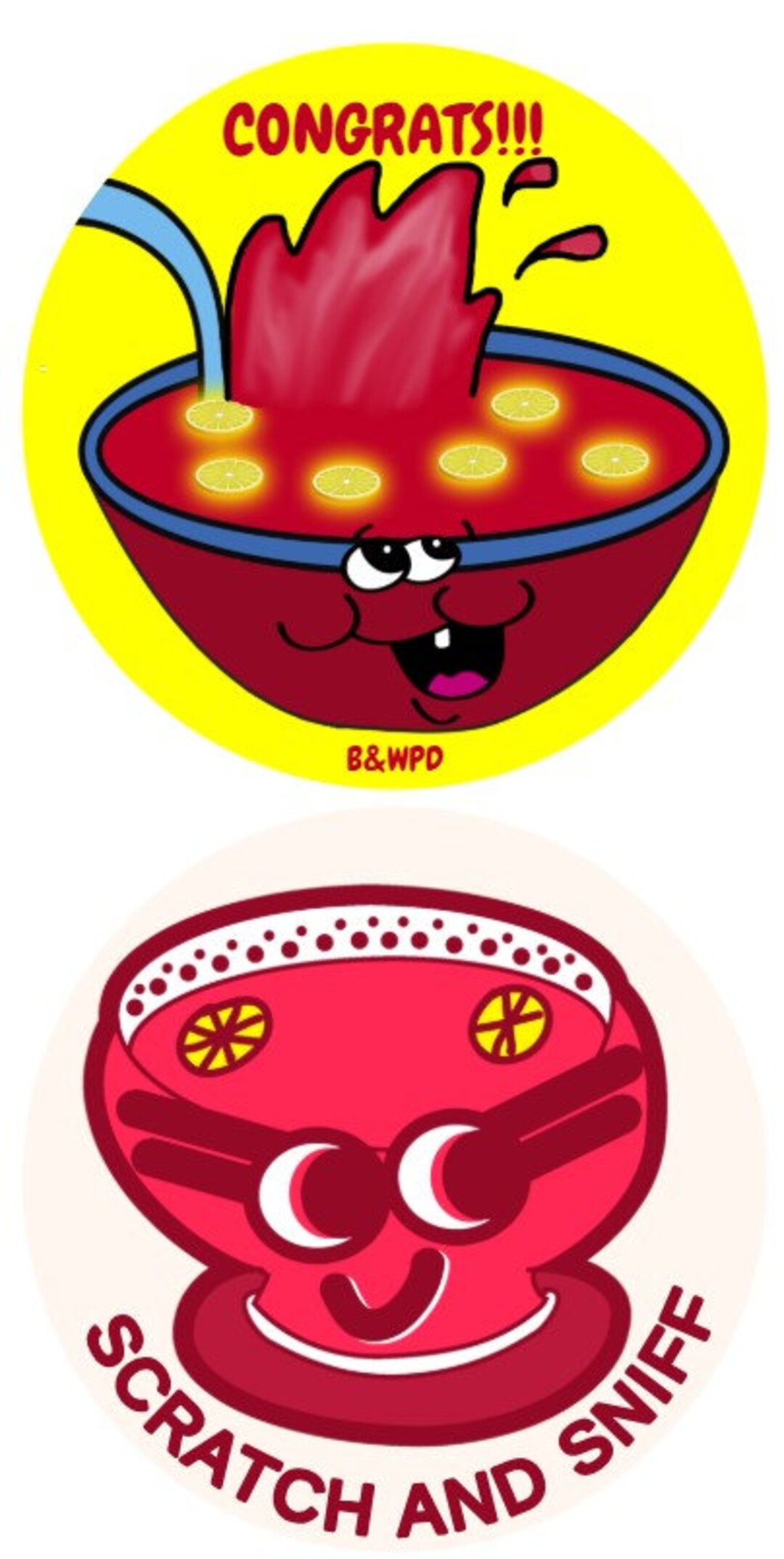 Giant Fruit Punch Jumbo 5 Inch Stickers, 2 Designs, Micro Encapsulated ...