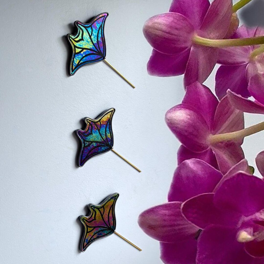 Mini Manta Ray Set of 3 Stained Glass Wall Art - Etsy