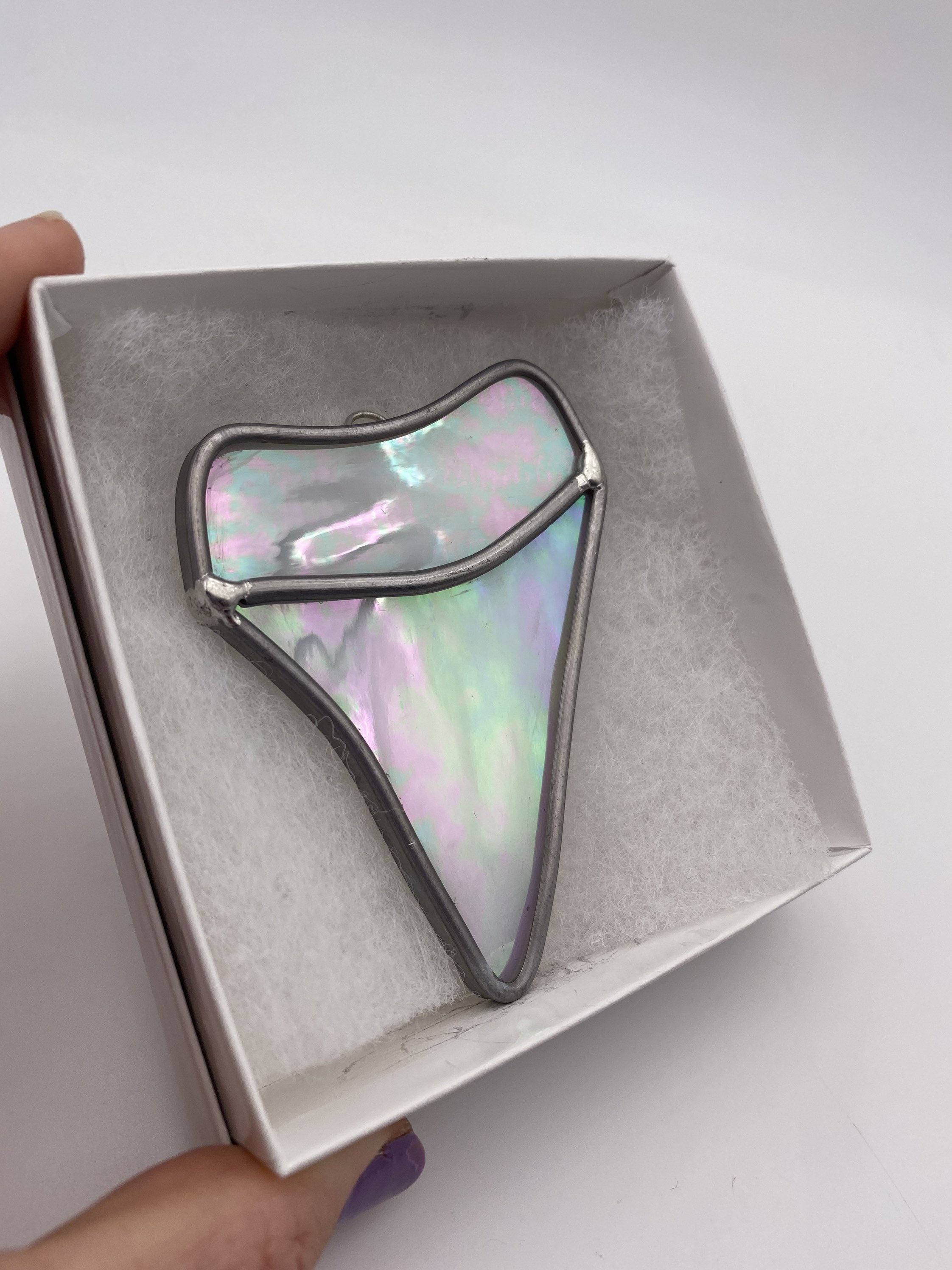 Great White Shark Teeth Stained Glass Ornament 1 | Etsy