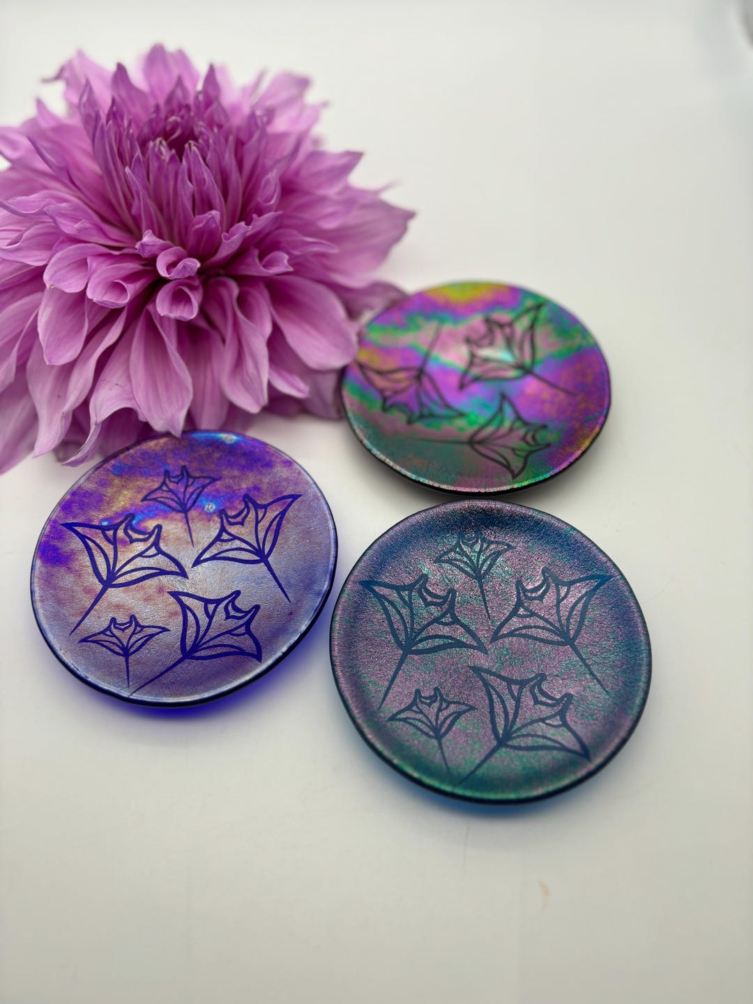Iridescent Manta Rays Fused Glass Ring Dish - Etsy