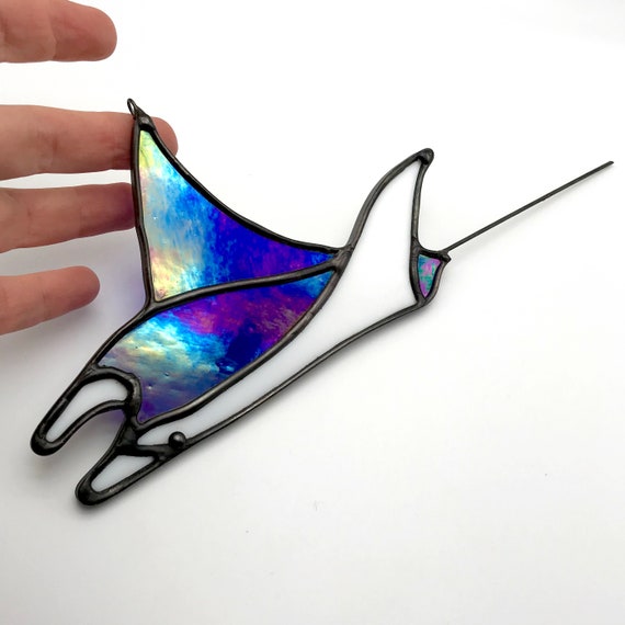 Iridescent Blue Manta Ray Stained Glass - Etsy