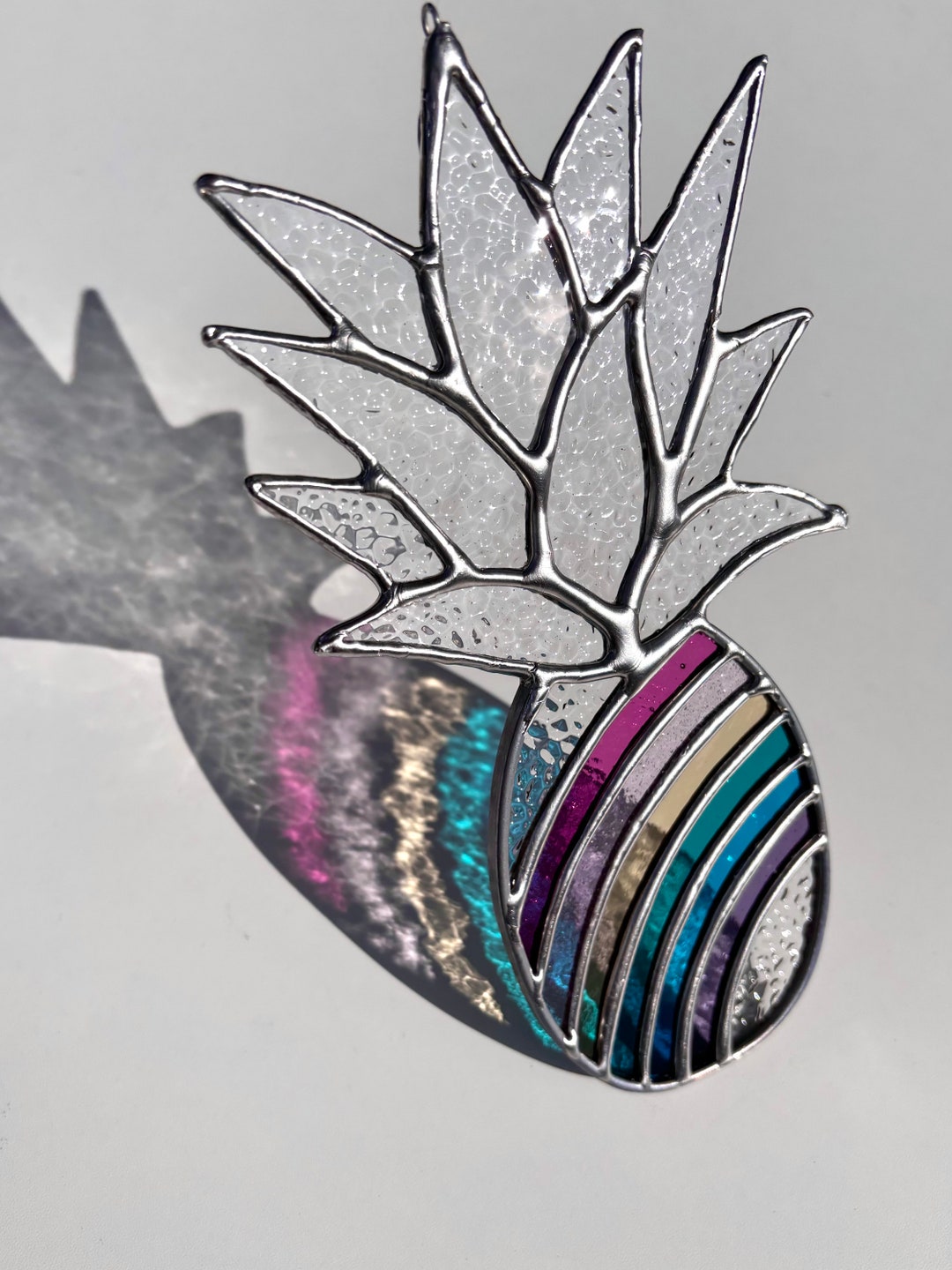 Pineapple Rainbow Stained Glass Suncatcher - Etsy