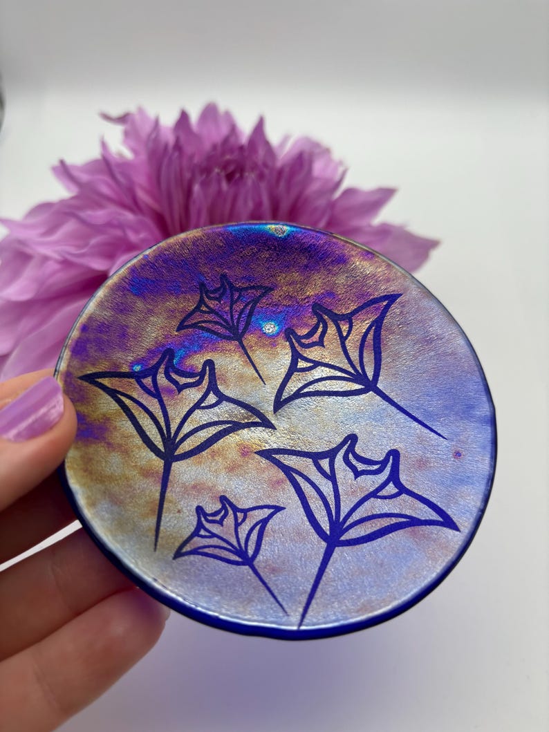Iridescent Manta Rays Fused Glass Ring Dish - Etsy
