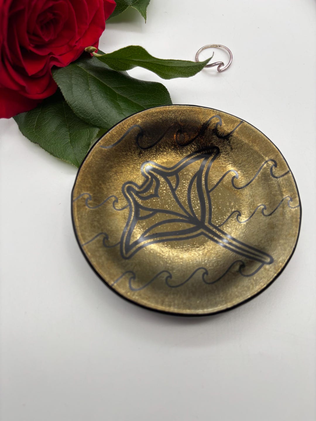 Gold Iridescent Manta Ray Wave Glass Ring Dish - Etsy
