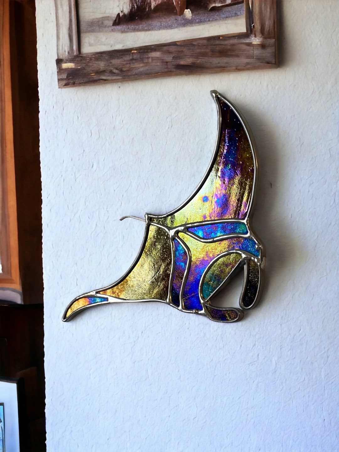 Iridescent Manta Ray Stained Glass Wall Art - Etsy