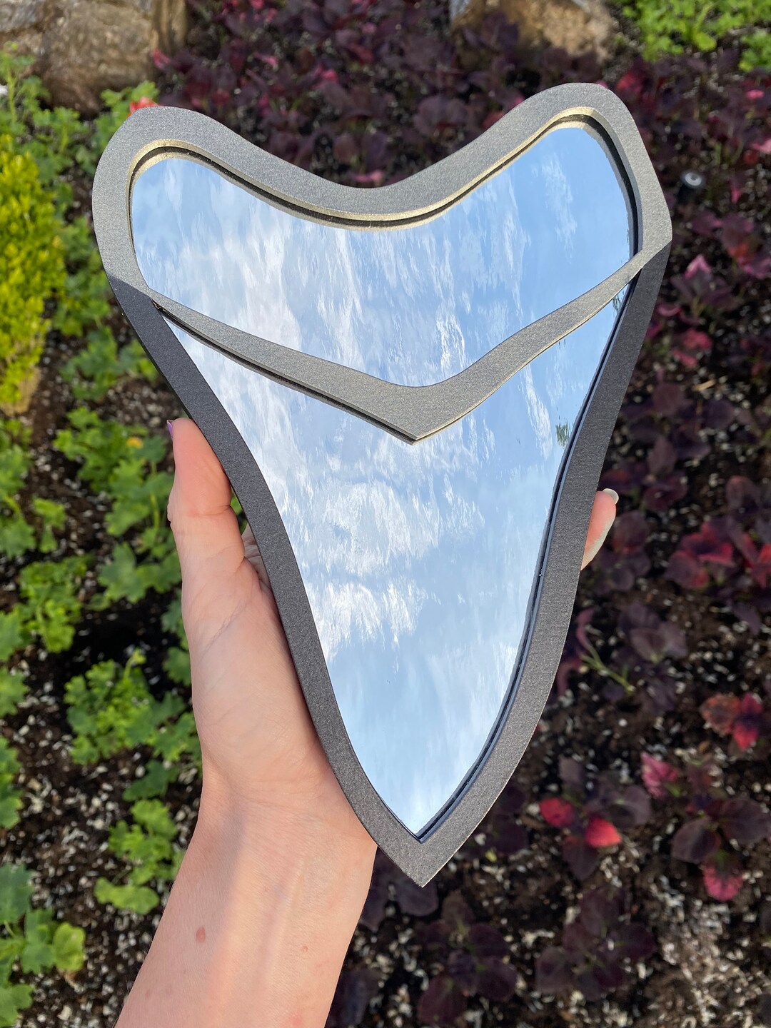 Black and Gold Megalodon Shark Tooth Mirror - Etsy