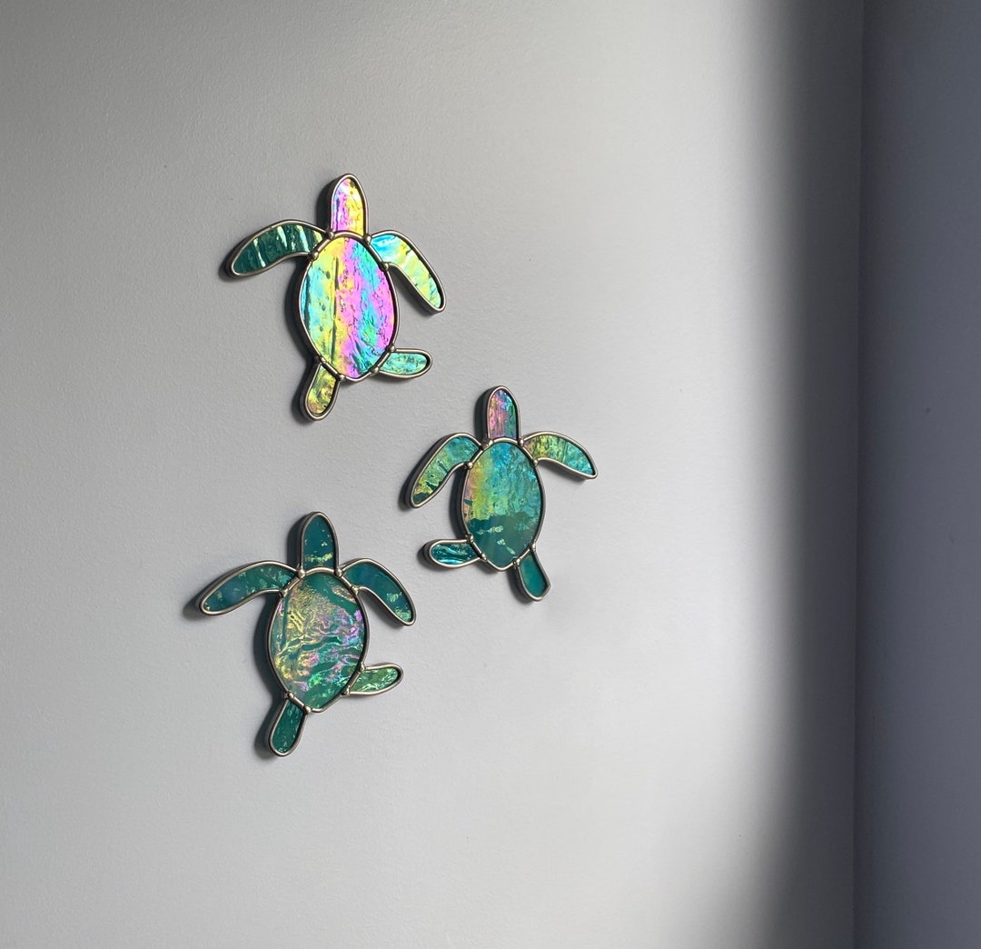 Made to Order* Iridescent Green Sea Turtle Wall Set (3) - Etsy
