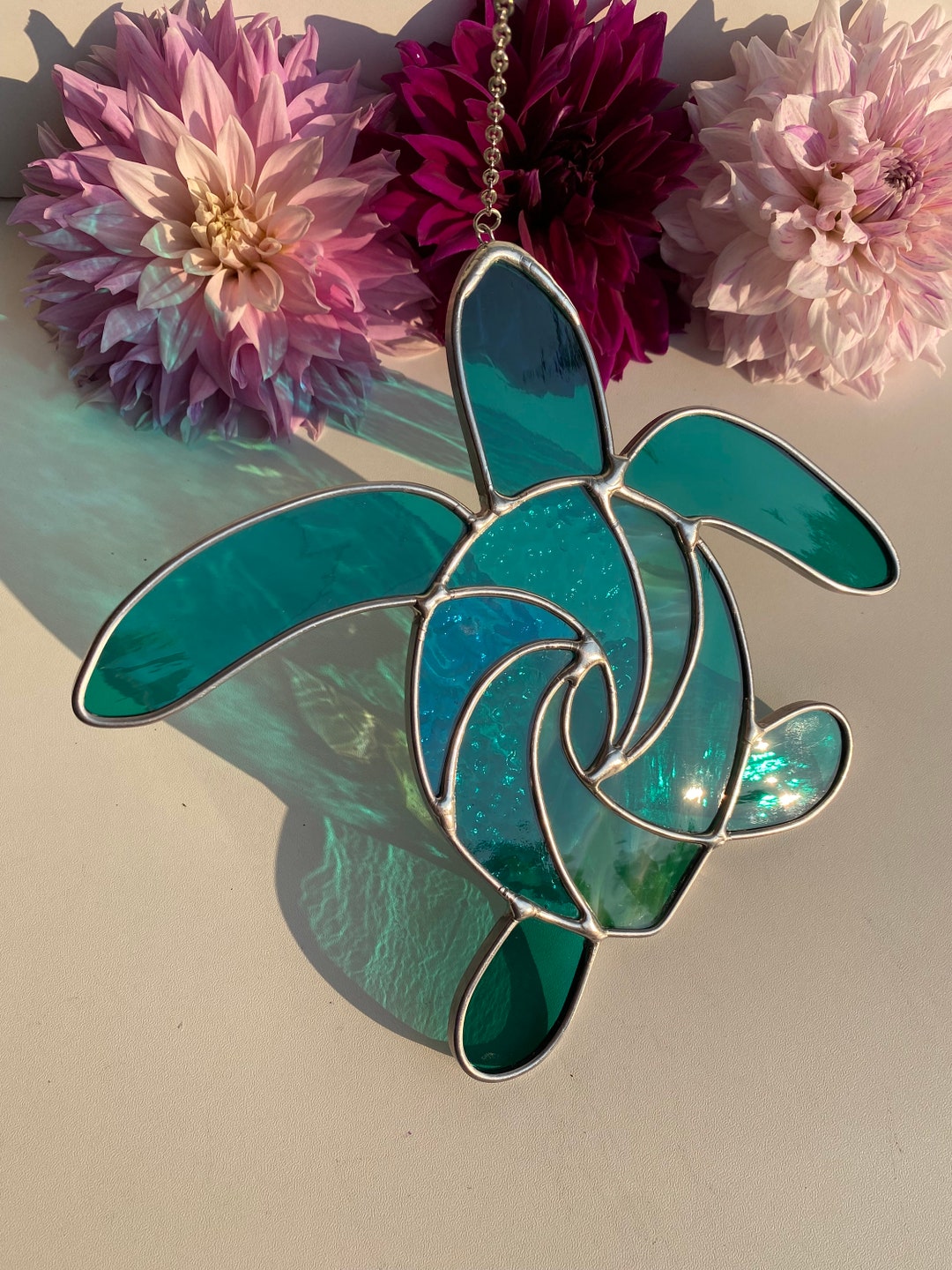 Curl Crashing Wave Turtle Stained Glass special Edition - Etsy