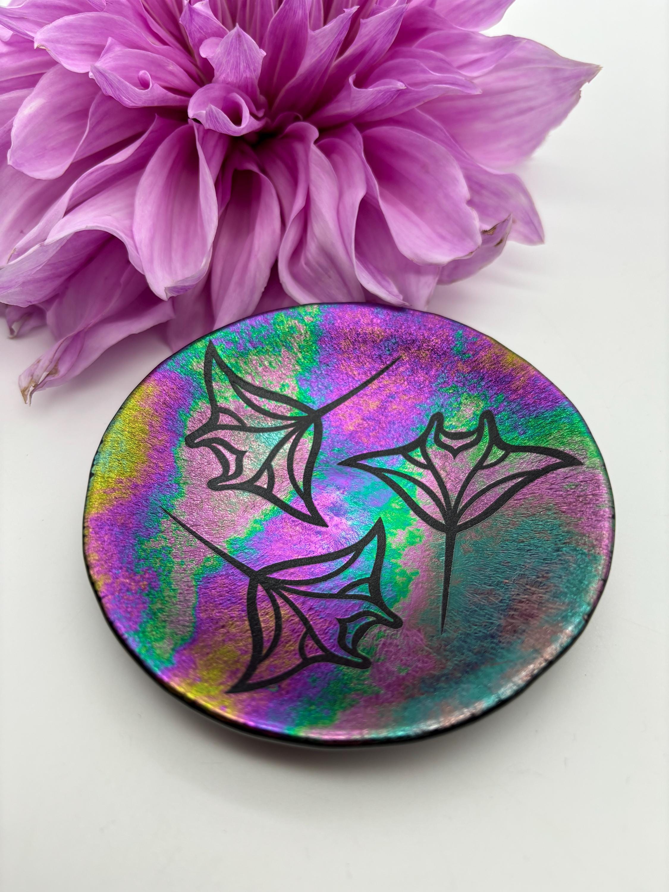 Iridescent Manta Rays Fused Glass Ring Dish - Etsy
