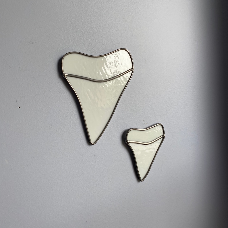 Great White Shark Teeth Stained Glass Wall mount White 1 | Etsy