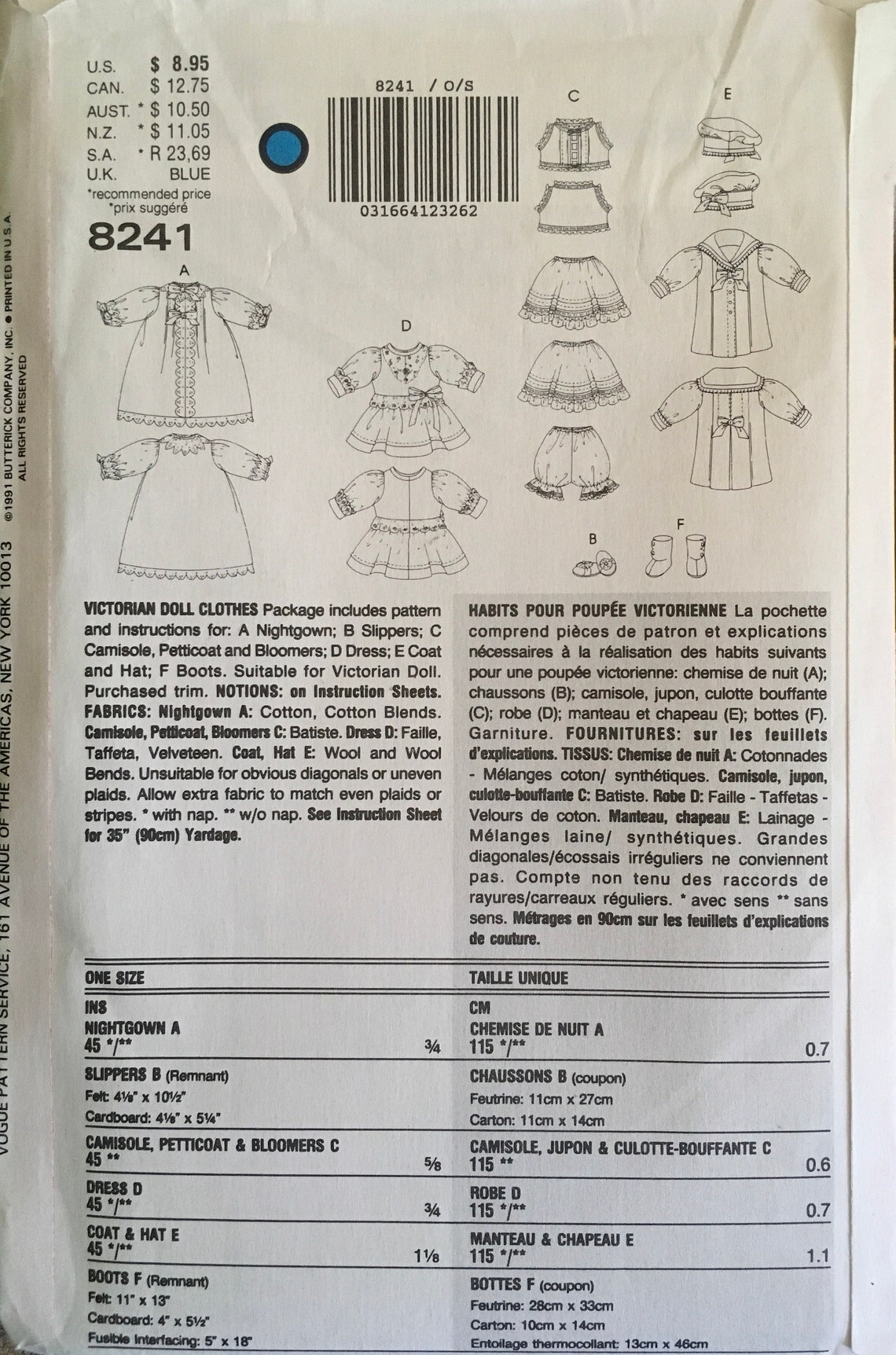 Vogue 8241 Craft Pattern vintage - Etsy