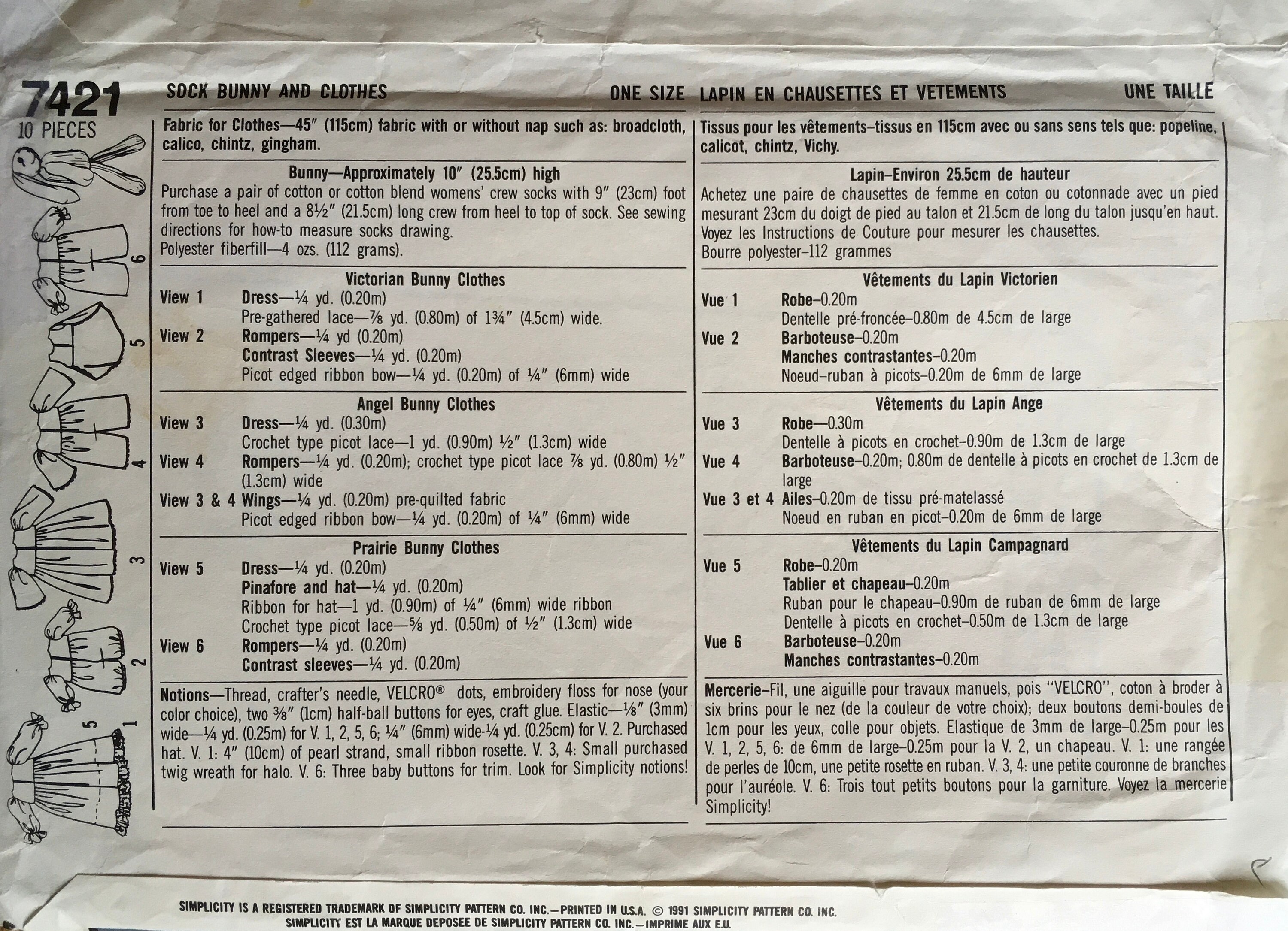 Simplicity 7421 Craft Pattern vintage CUT - Etsy