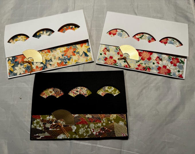 Sensu (fan) Cutout Pattern Japanese Chiyogami Greeting Cards (set of 3 ...