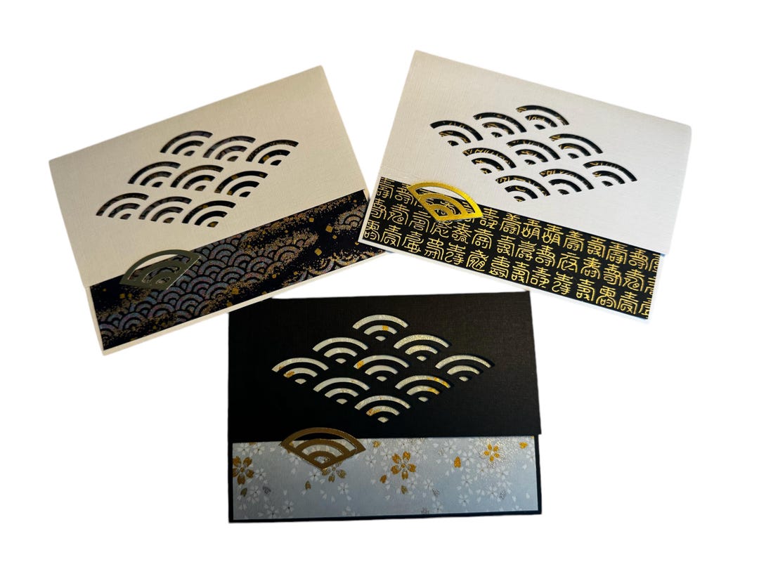 Japanese Scales Cutout Pattern Japanese Chiyogami Greeting Cards (set ...