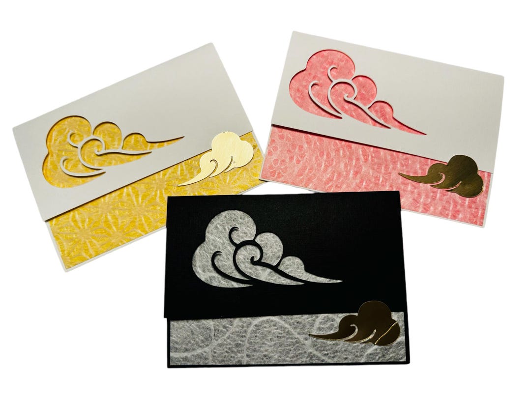 Kumo (clouds) Cutout Pattern Japanese Chiyogami Greeting Cards (set of ...