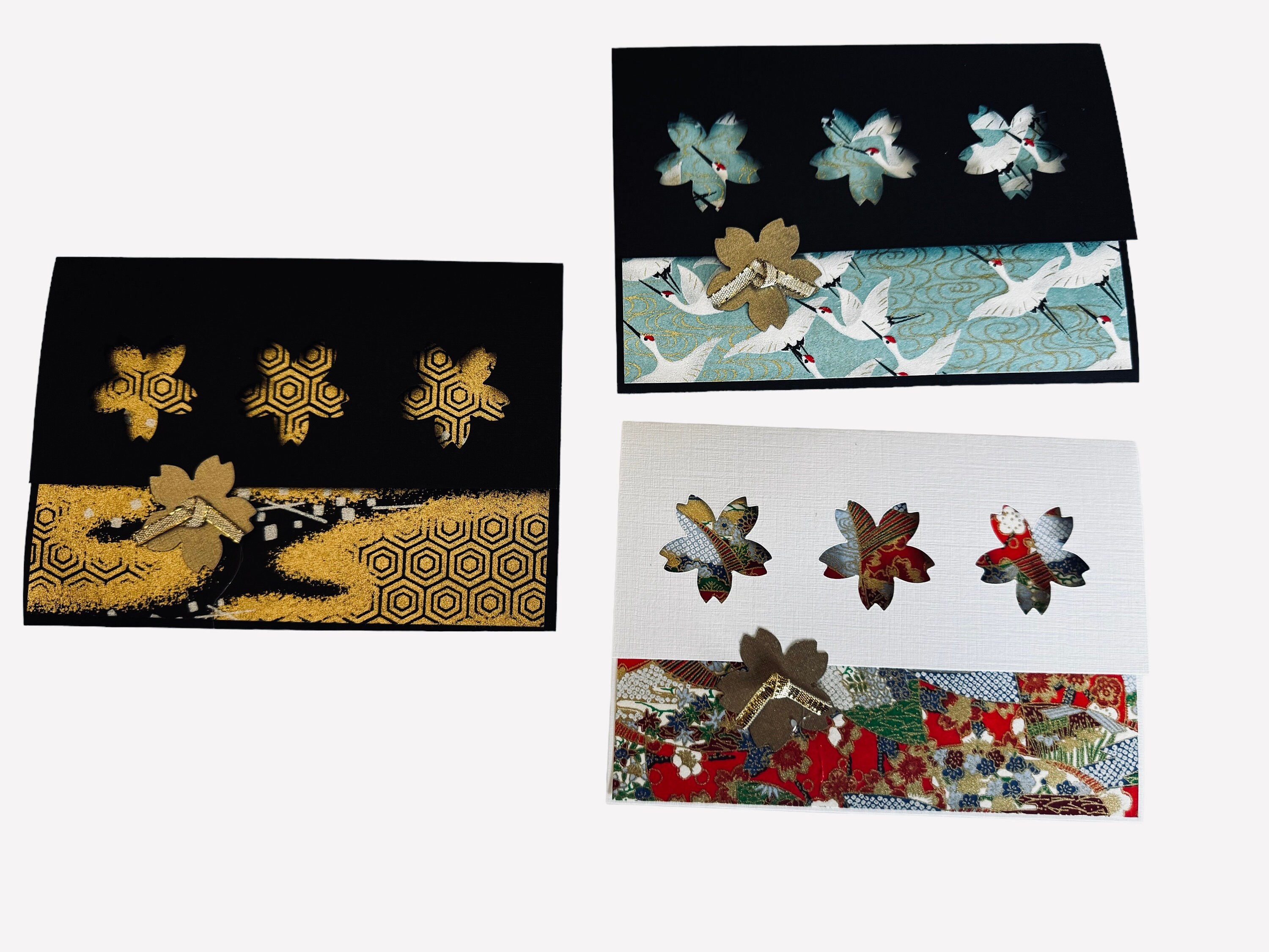 Japanese Chiyogami With Sakura Cut Greeting Cards set of 3 Sak - Etsy
