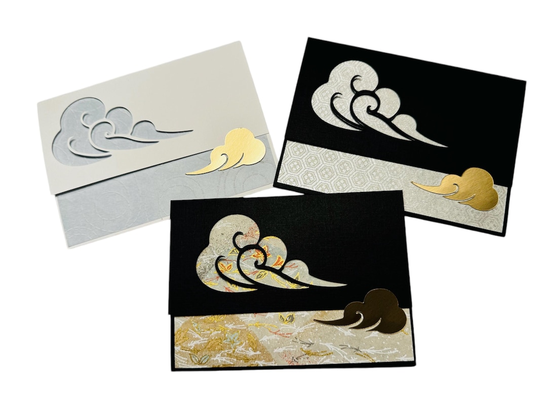 Kumo (clouds) Cutout Pattern Japanese Chiyogami Greeting Cards (set of ...