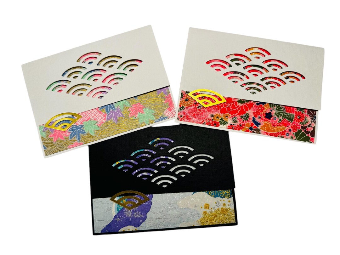 Japanese Scales Cutout Pattern Japanese Chiyogami Greeting Cards (set ...