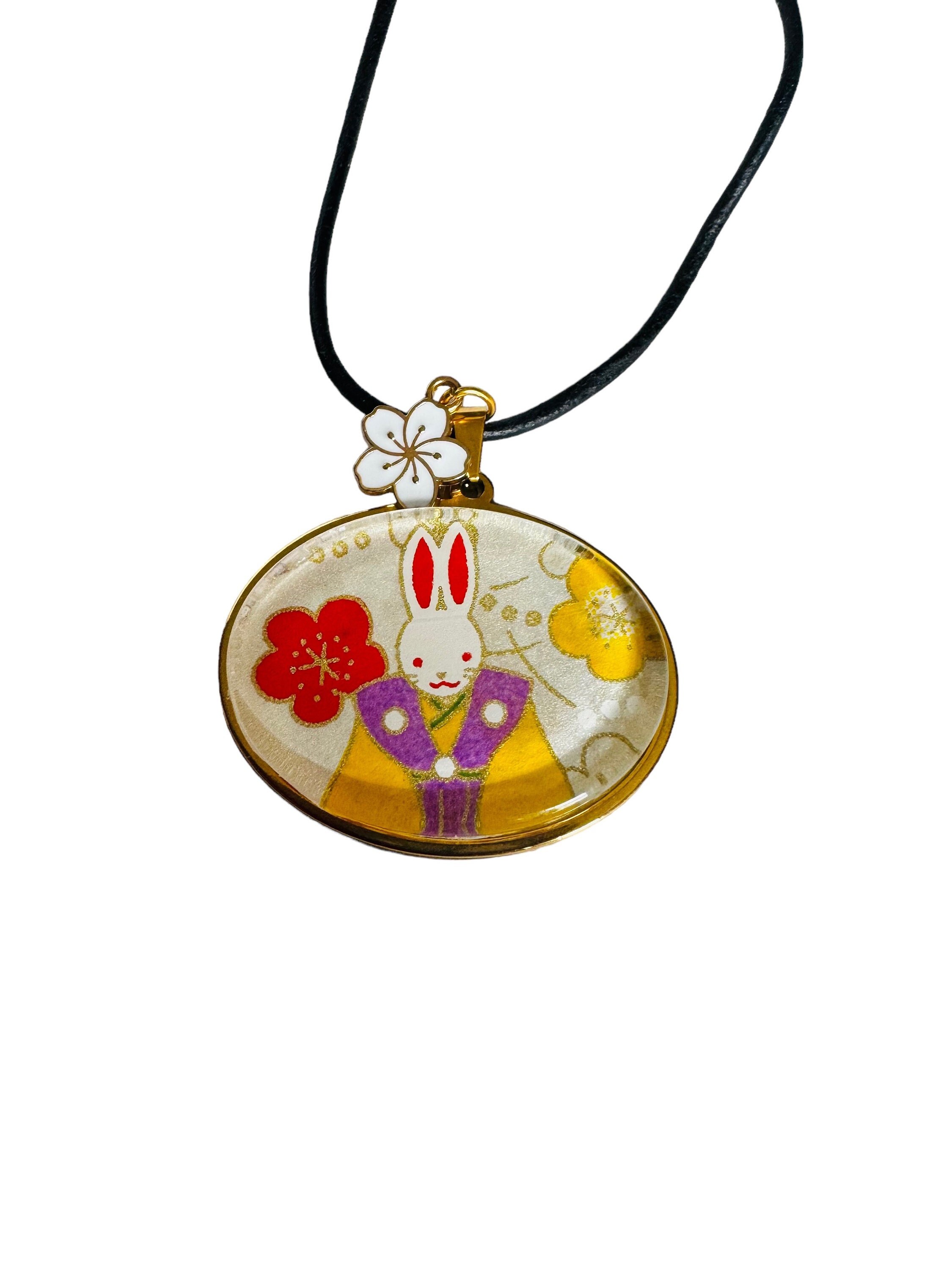 New Emperor Rabbit Pattern on Japanese Chiyogami. Glass Vertical ...
