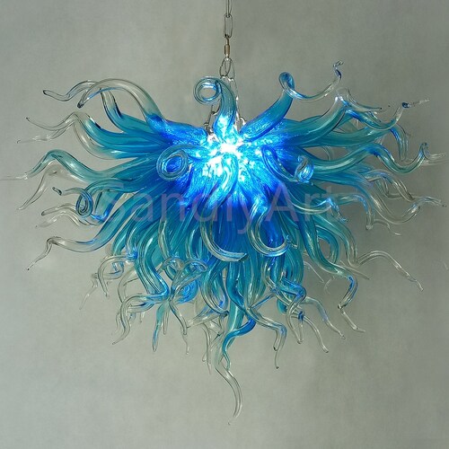 90cm Blue Hand Made Blown Glass Chandelier Lighting Murano - Etsy