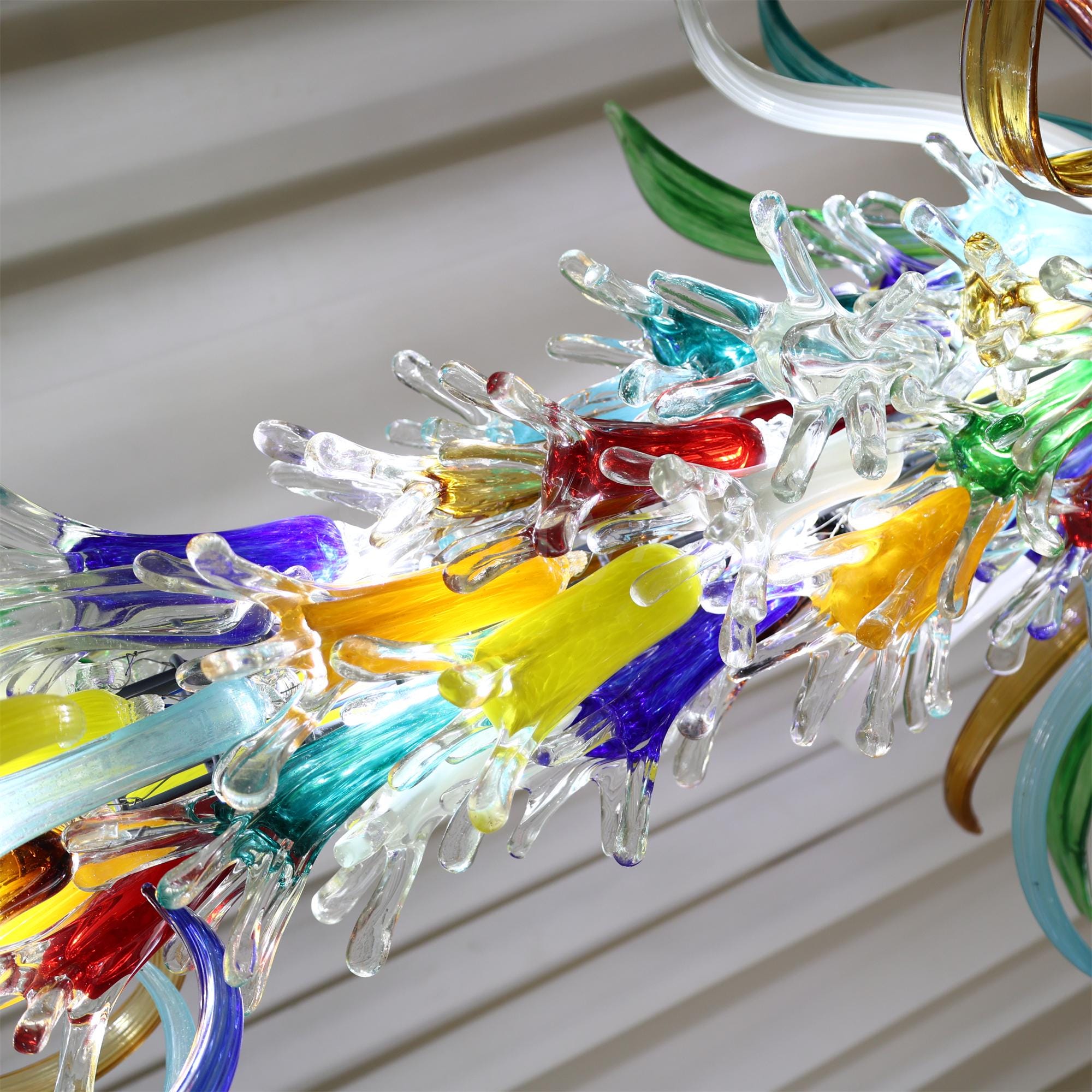 Multicolor Abstract Blown Glass Sculpture Lighting Handmade Home Decor