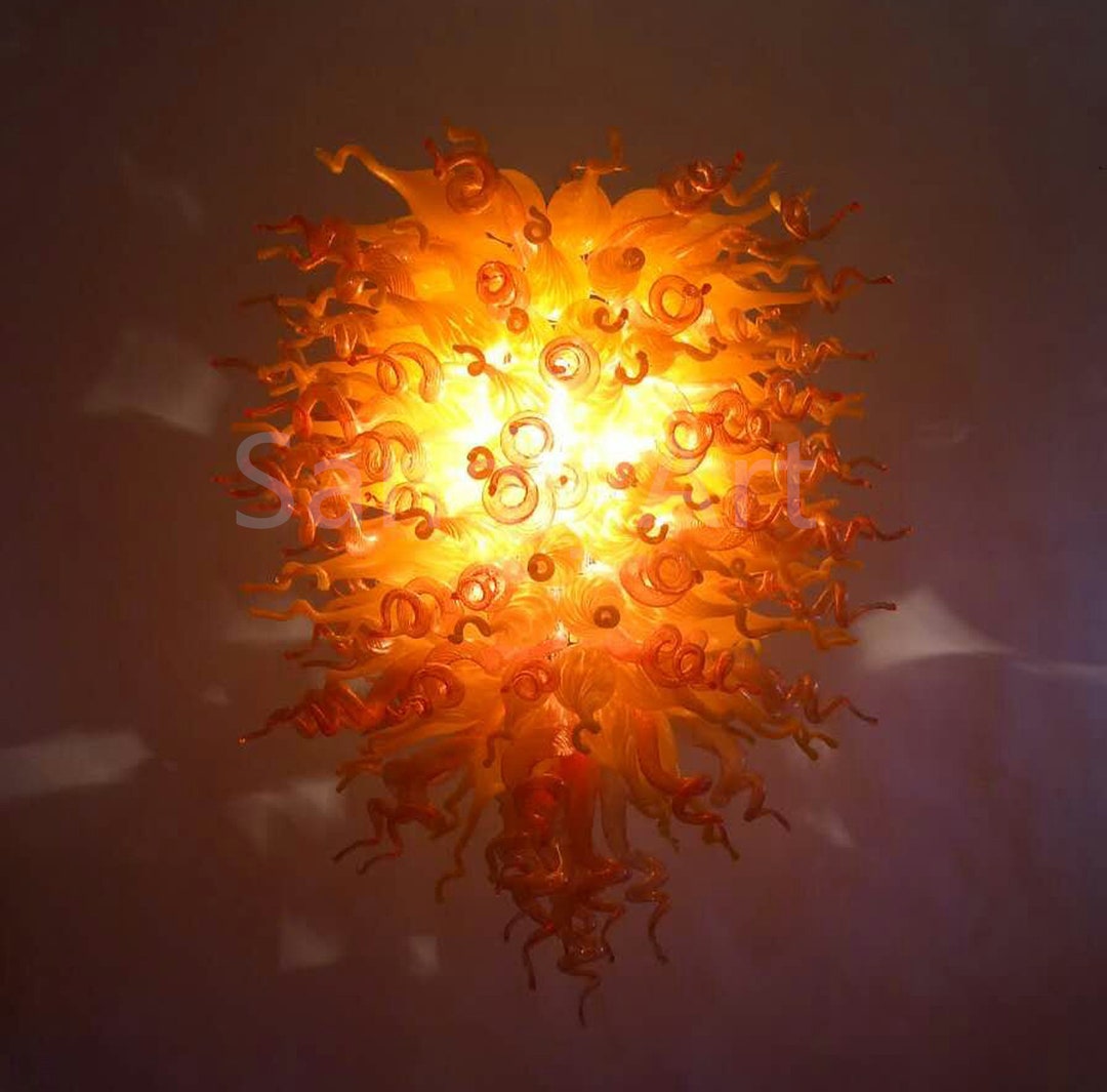 110cm Orange Gold Murano Glass Chandelier Hand Made Lighting Diy ...