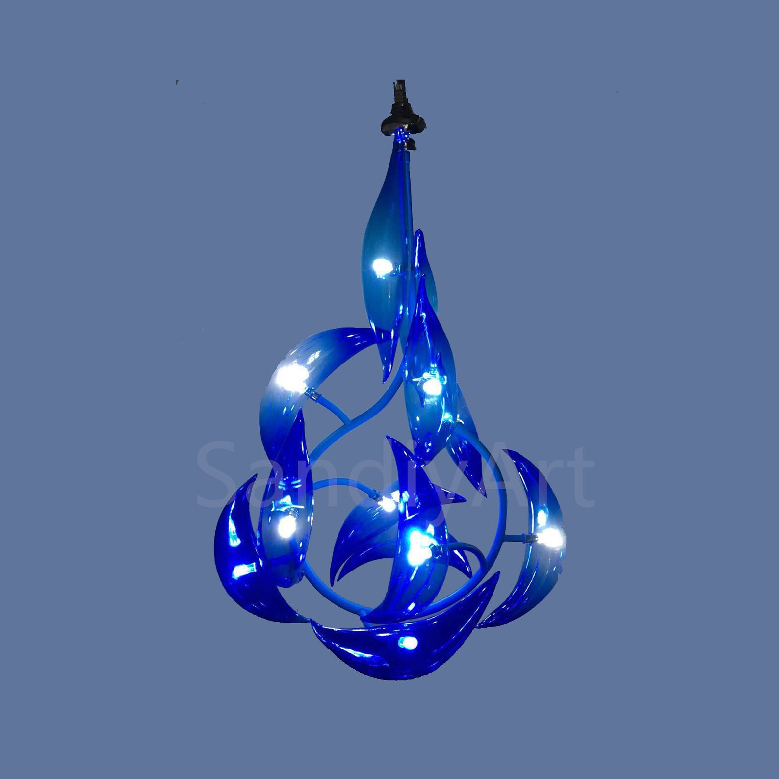 45cm Tall Blue Color Blown Glass Lighting for Dining Room - Etsy