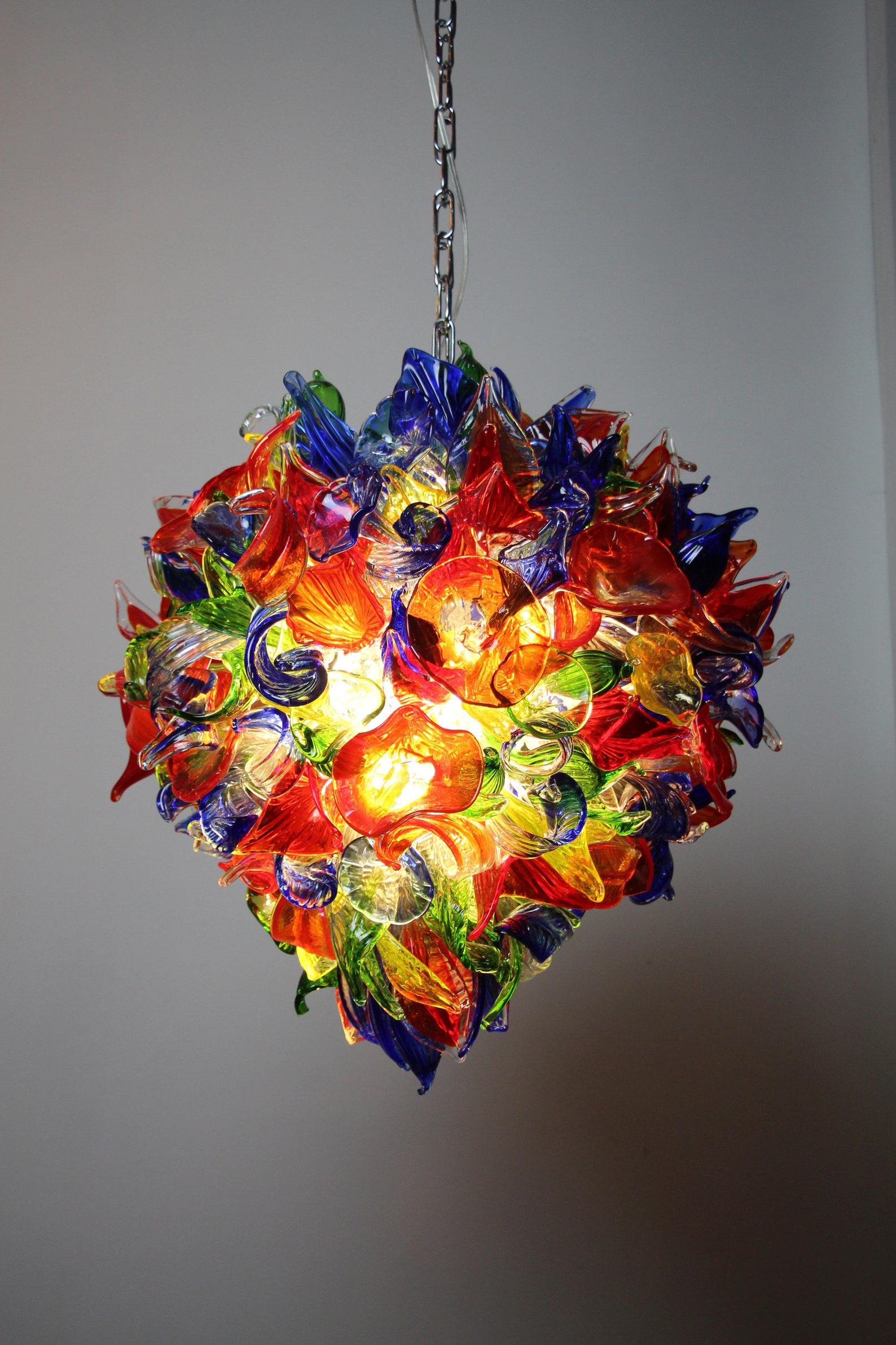 Colorful Hand Blown Glass Flower Lighting Etsy