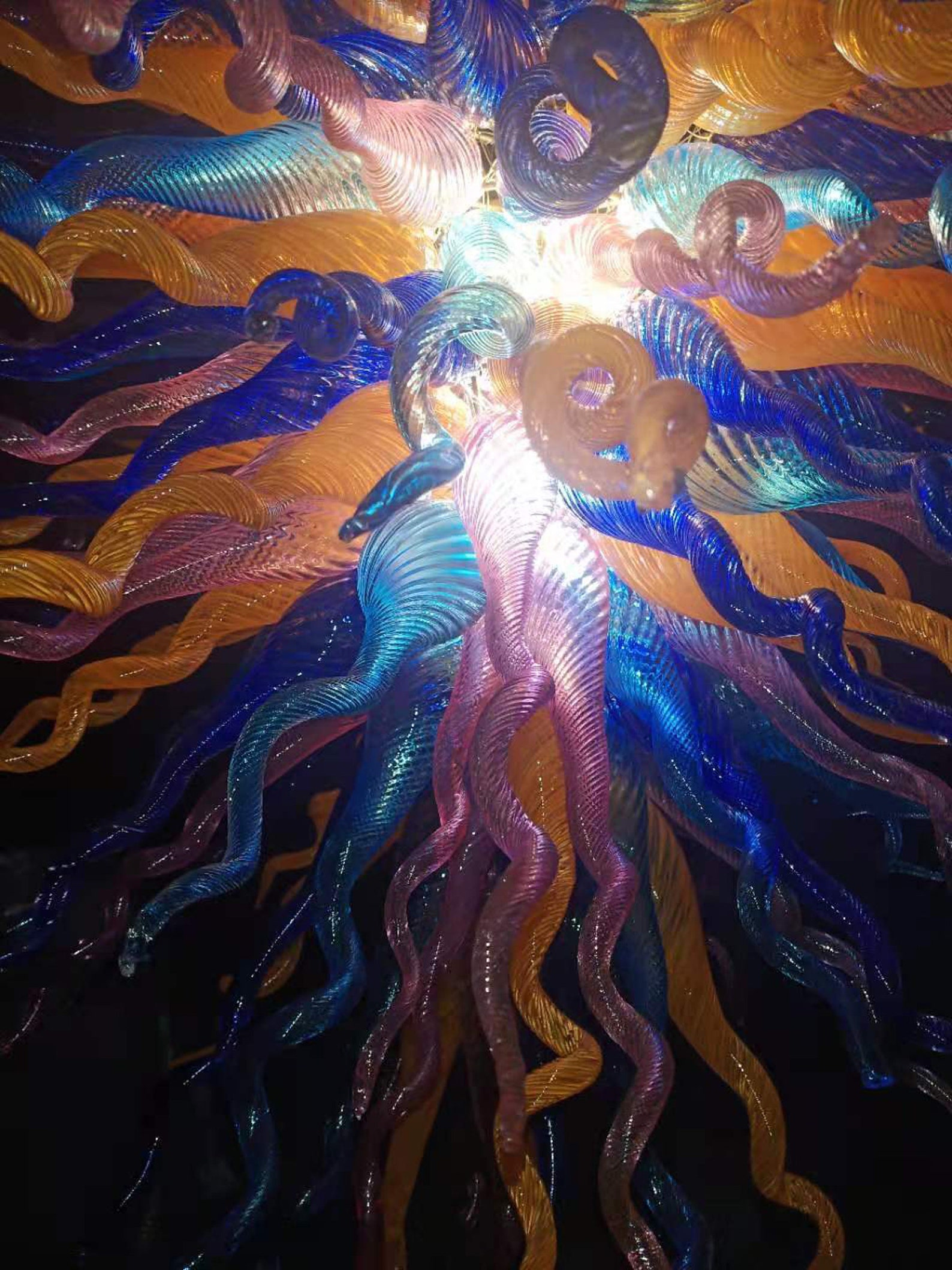 Abstract Colorful Blown Glass Chandelier Lobby Chandelier | Etsy