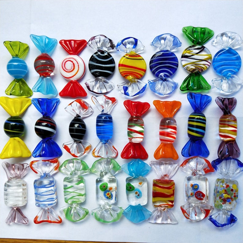 20pcs Hand Made Blown Glass Candy Decoration Multicolor Murano - Etsy