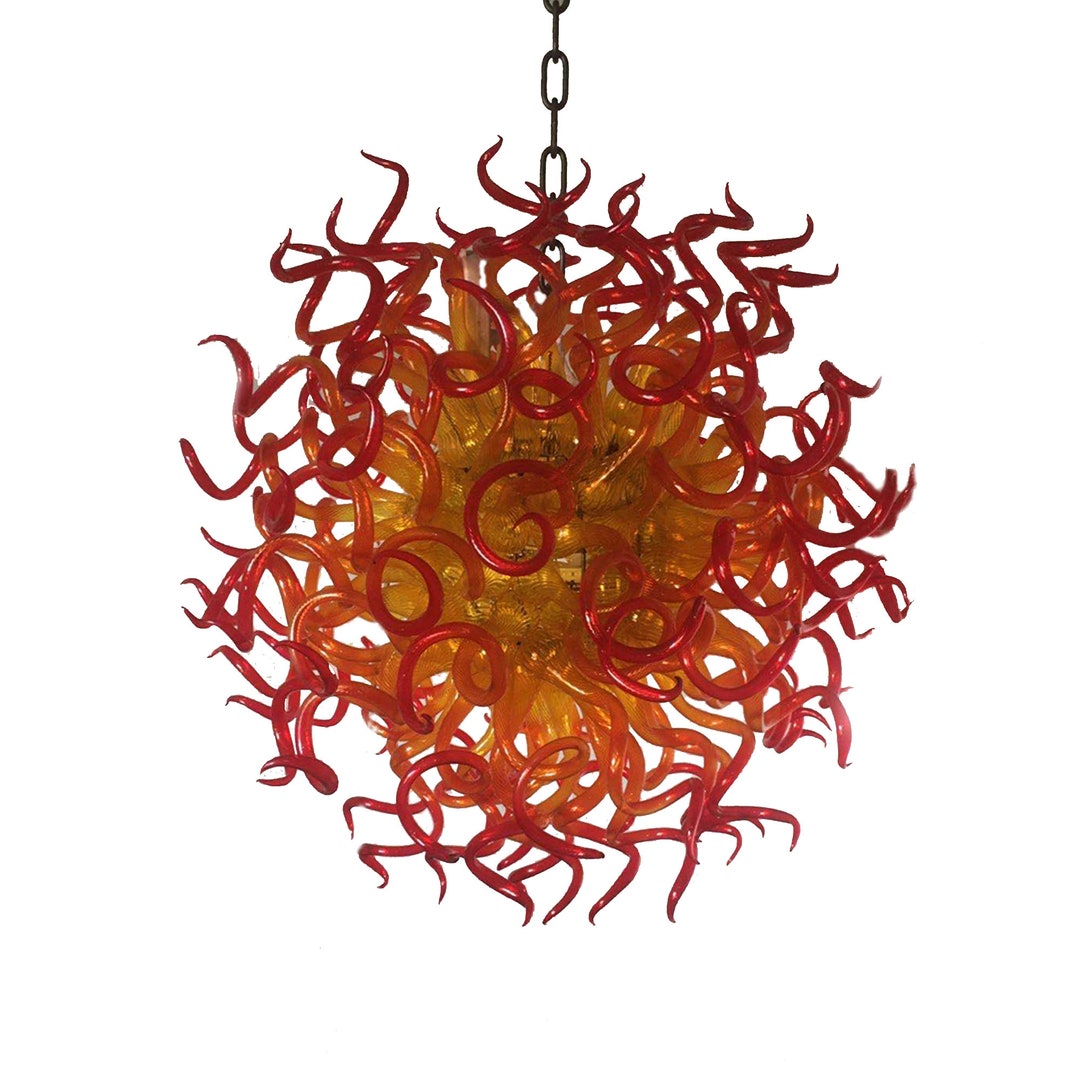 90cm Orange Glass Chandelier Hand Made Art, Customized Glass Chandelier ...