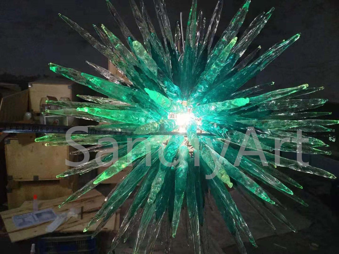 Glass Ice Icicle Chandelier Murano Glass Blue Color - Etsy