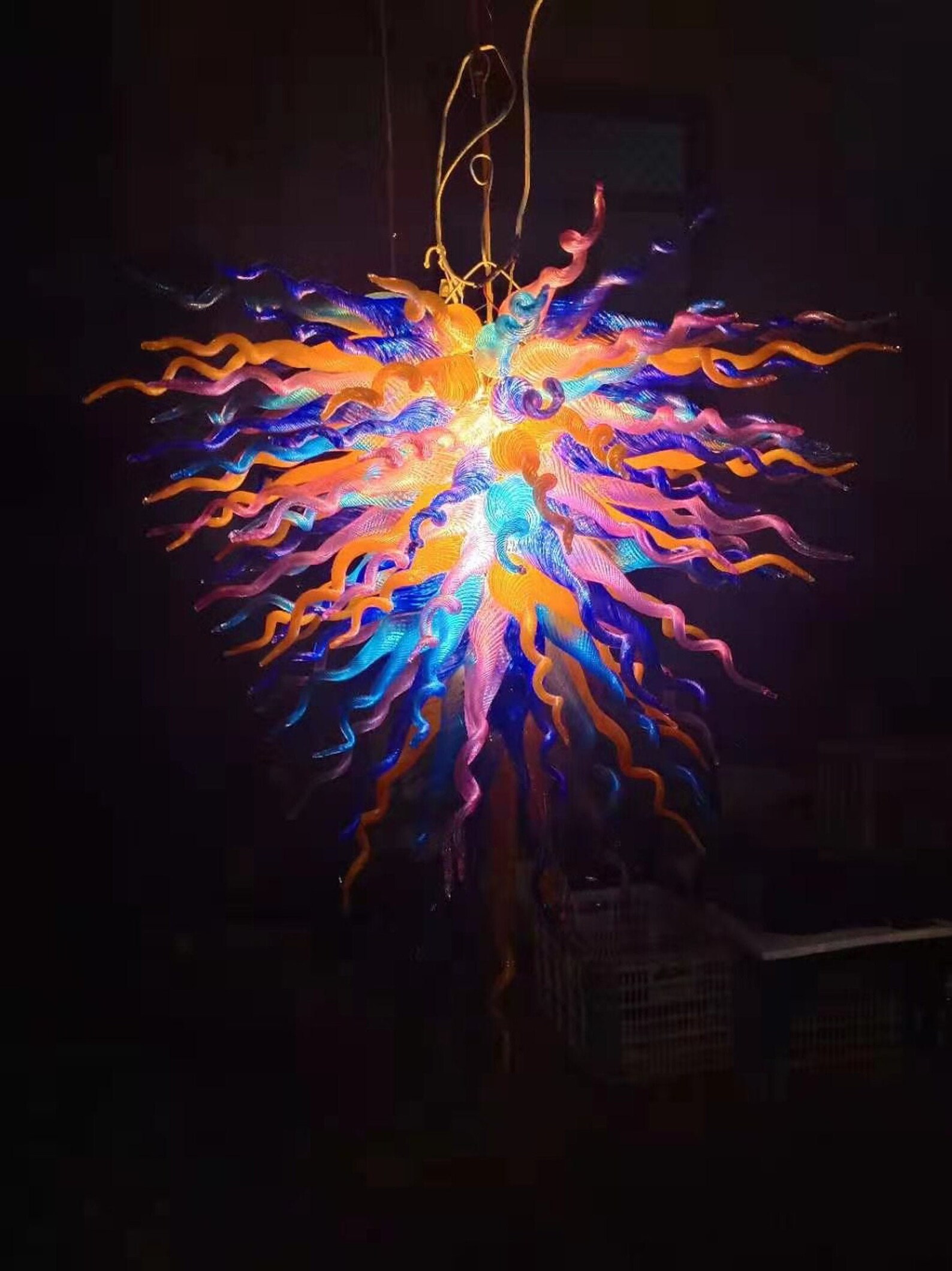 Abstract Colorful Blown Glass Chandelier Lobby Chandelier | Etsy