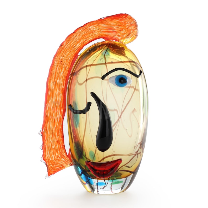 Hand Blown Glass Abstract Face Statue: Tabletop Art Decoration - Etsy