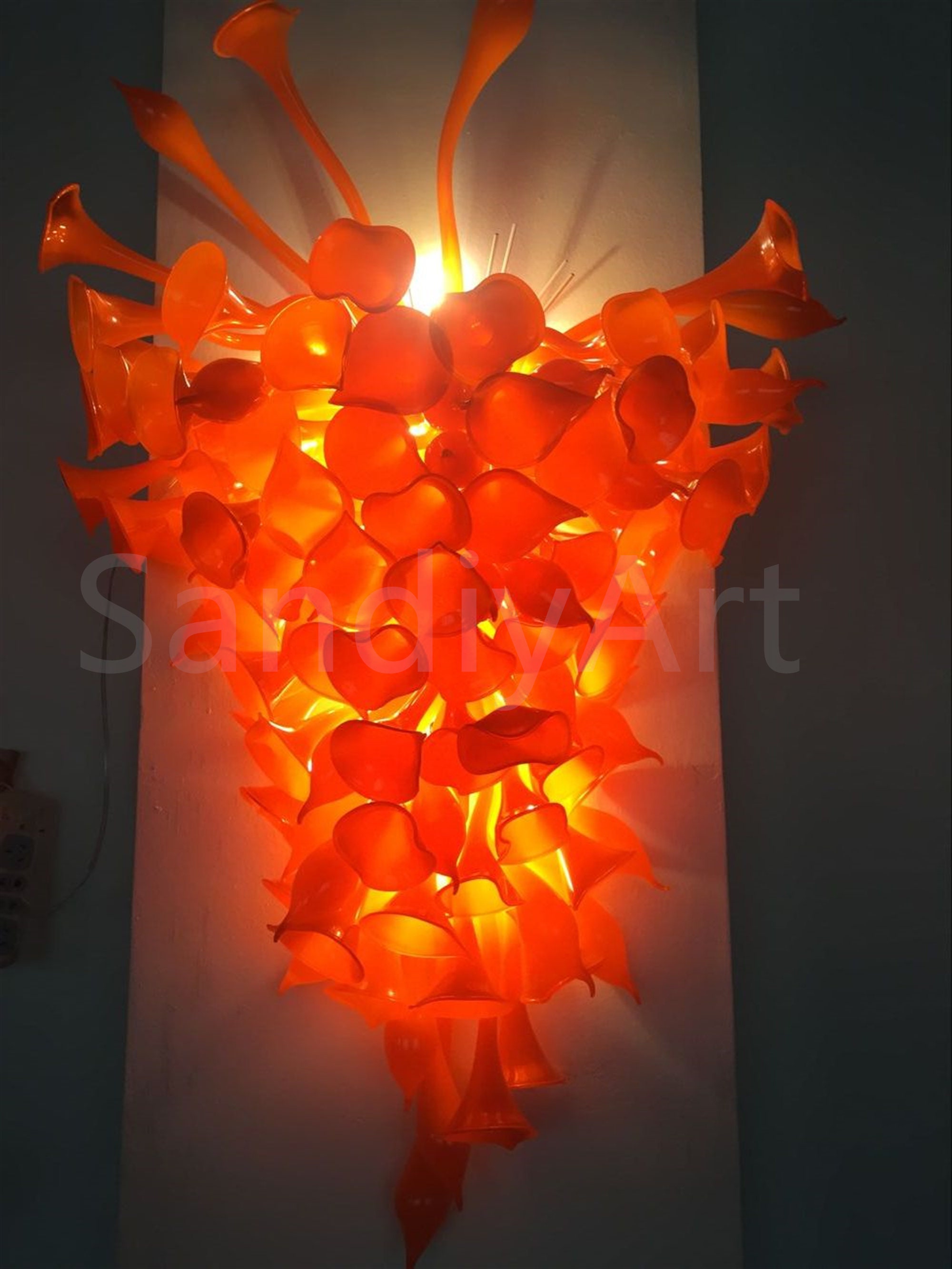 Fire Blood Red Blown Glass Wall Lighting Murano Glass Wall - Etsy