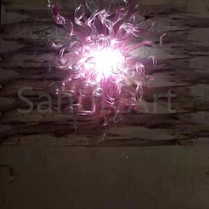 Pink Color Blown Glass Wall Lighting, Glaze Blown Glass Wall Lamp Art ...