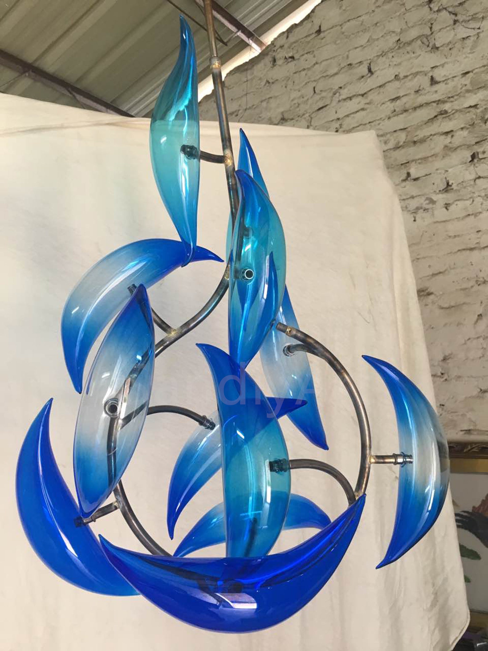 45cm Tall Blue Color Blown Glass Lighting for Dining Room - Etsy