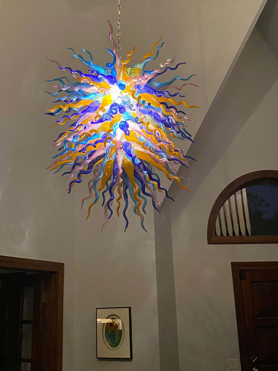 Abstract Colorful Blown Glass Chandelier Lobby Chandelier - Etsy