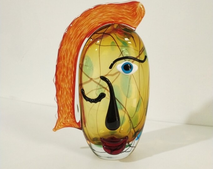 Colorful Funny Face Fused Glass Panel With Display Stand, Dichroic ...