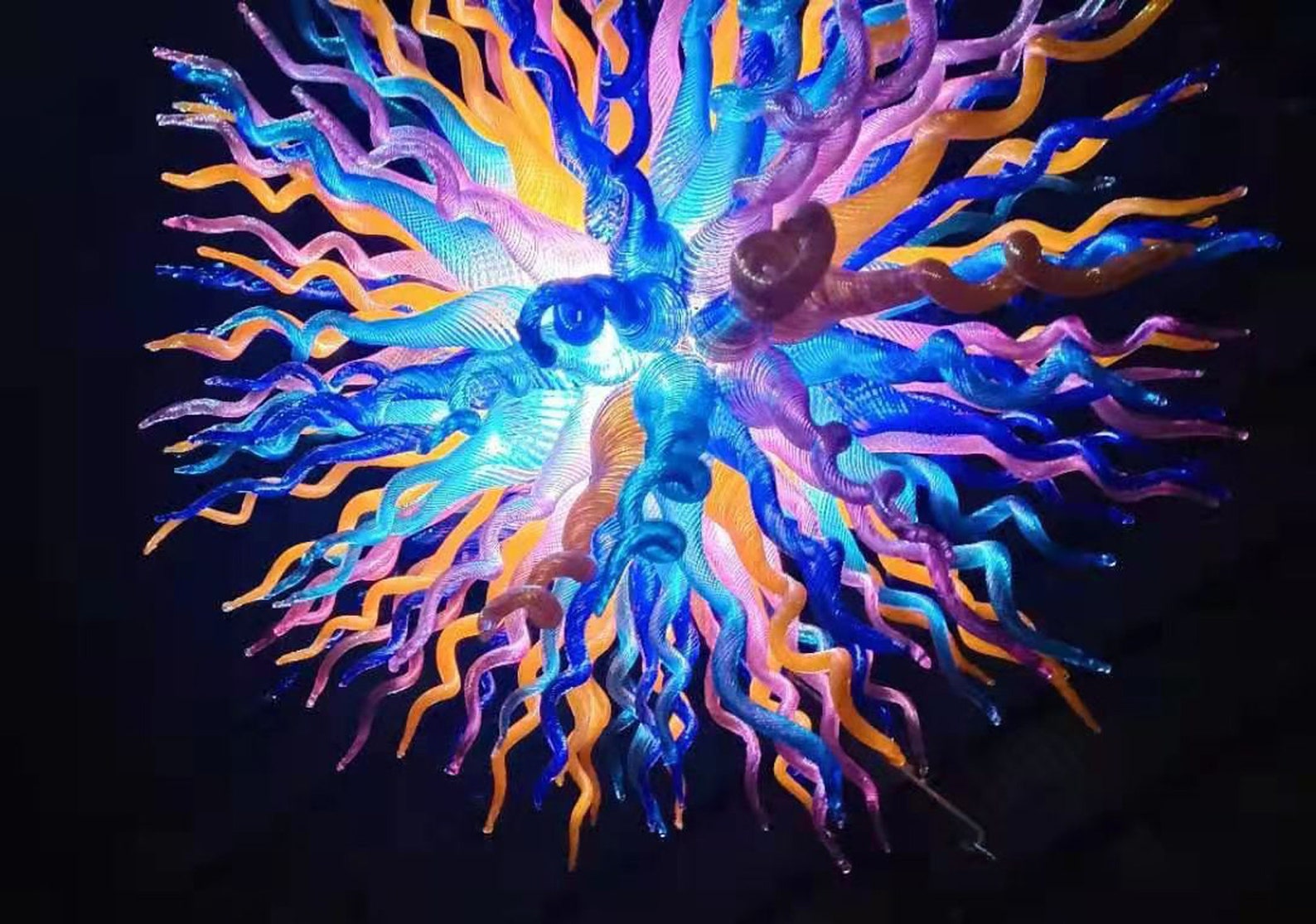 Abstract Colorful Blown Glass Chandelier Lobby Chandelier | Etsy