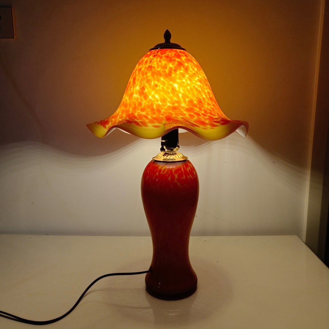 Orange Color Hand Made Murano Glass Table Lamp Home Decoration - Etsy