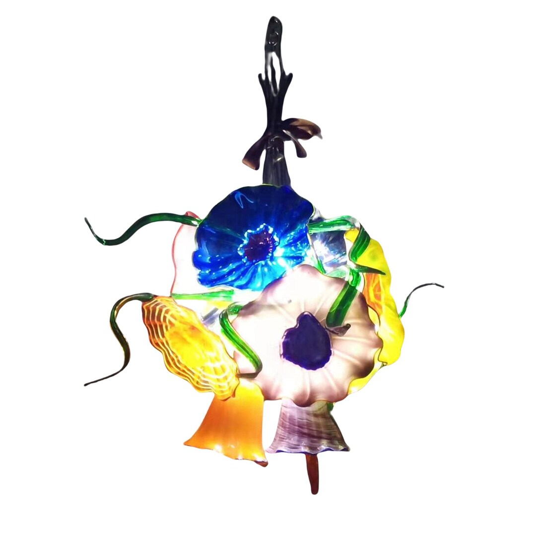 Hand Blown Art Glass Flower Chandelier Lighting, Luxury Glaze ...