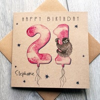 Cute Sloth Birthday Card for Mum Dad • Personalised Watercolour Animal ...